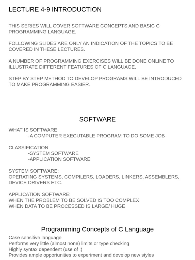 C Programming Concepts and Software Basics | PDF | C (Programming ...