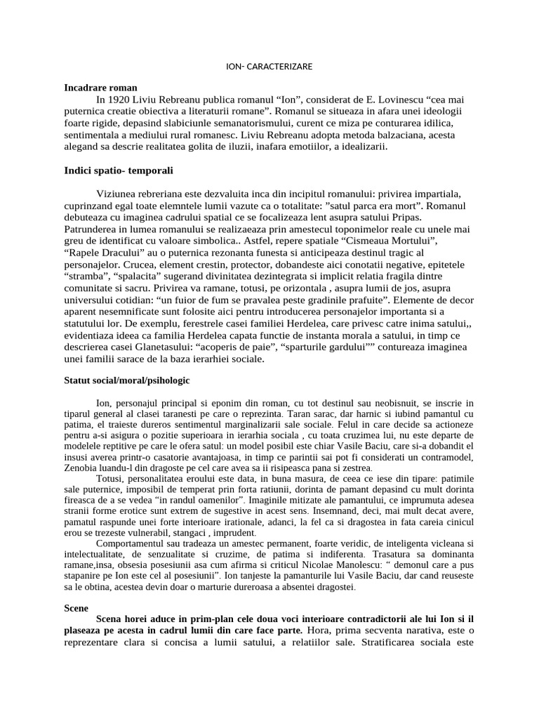 Caracterizare Ion | PDF