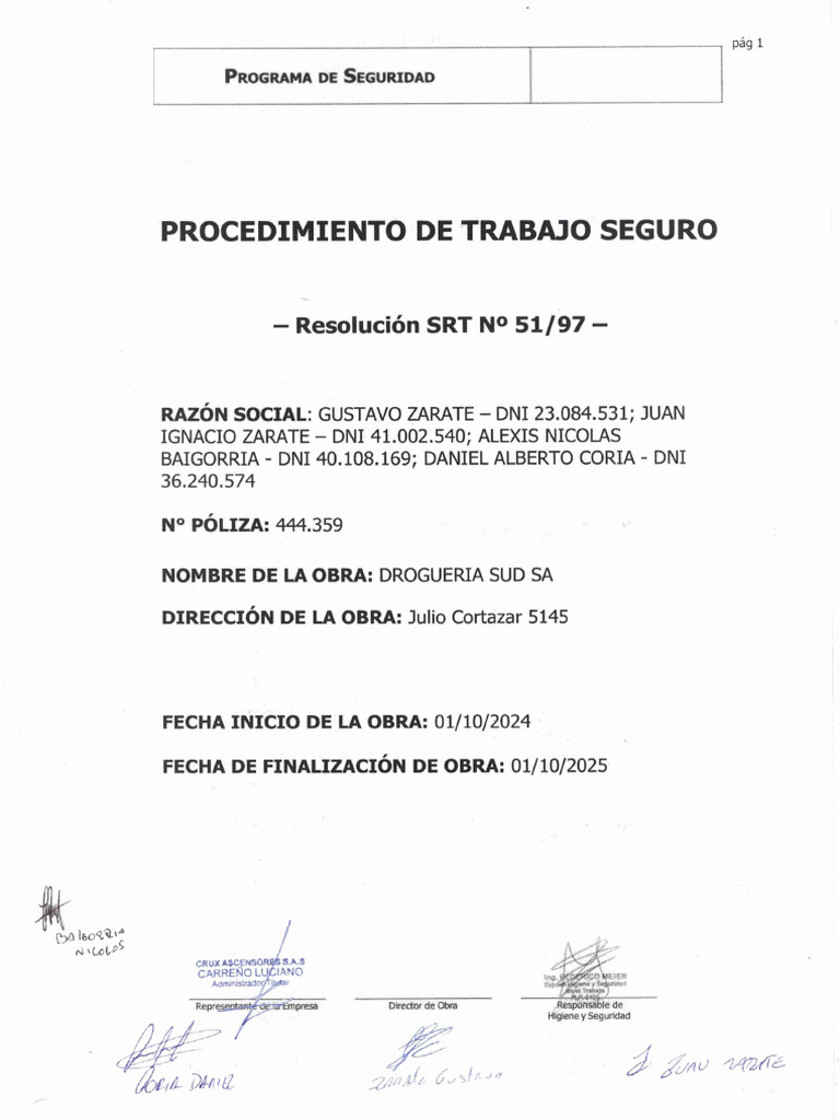 PROCEDIMIENTO DE TRABAJO SEGURO - CONTRATISTAS | PDF PROCEDIMIENTO DE TRABAJO SEGURO - CONTRATISTAS | PDF