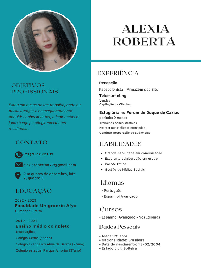 Currículo Alexia Roberta - 20240924 - 175812 - 0000 | PDF