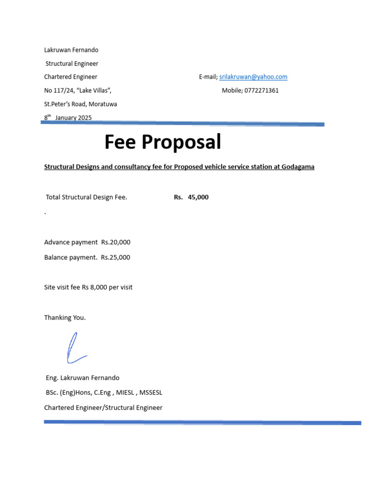 Fee Proposal for Structural Design Services | PDF