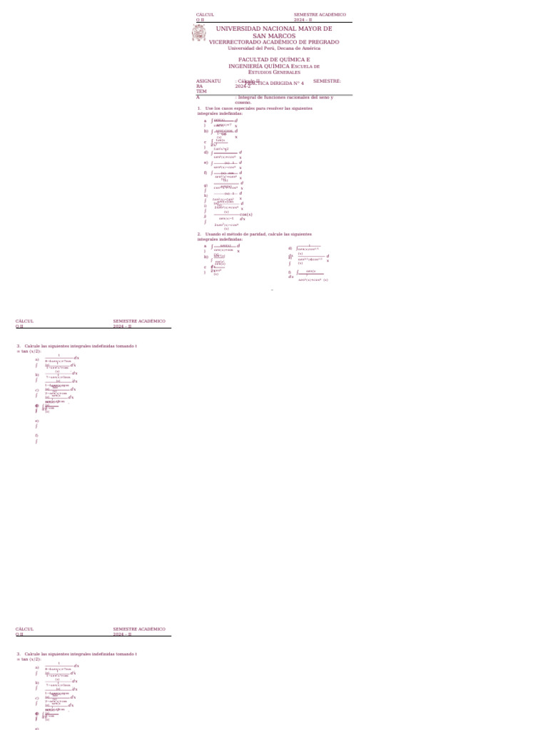 Práctica dirigida 4. Integracion de funciones racionales de seno y ...