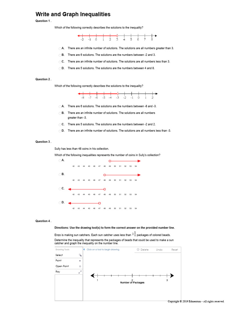 SI - 6.EE.B.8 - Write & Graph inEQs | PDF | All Rights Reserved