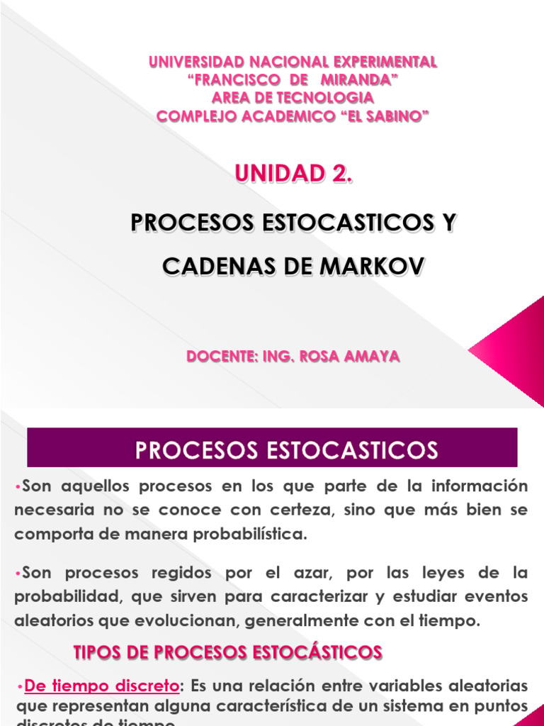 Procesos Estocásticos y Cadenas de Markov | PDF | Cadena Markov ...
