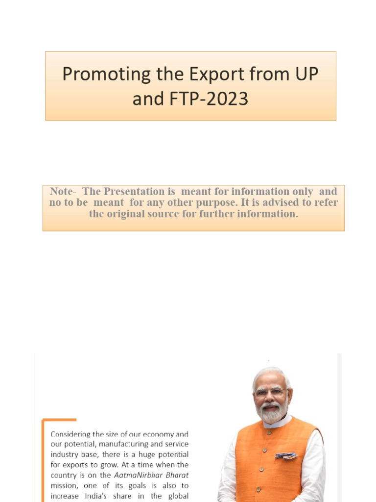 DGFT Presentation Promoting The Export From UP and FTP 31.07.2023 | PDF ...