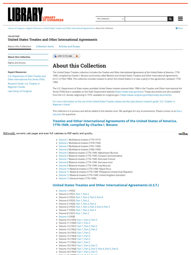 WWW - Loc - Gov - Collections - United States Treaties and Other ...