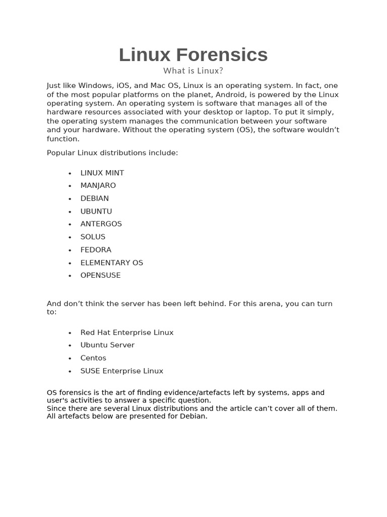 Linux Forensics (1) | PDF | Operating System | File System