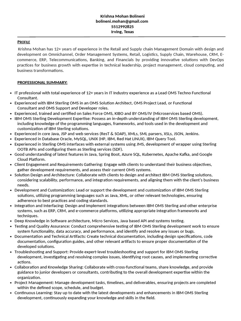 Krishna Mohan Bolineni | PDF | Web Service | Ibm Db2