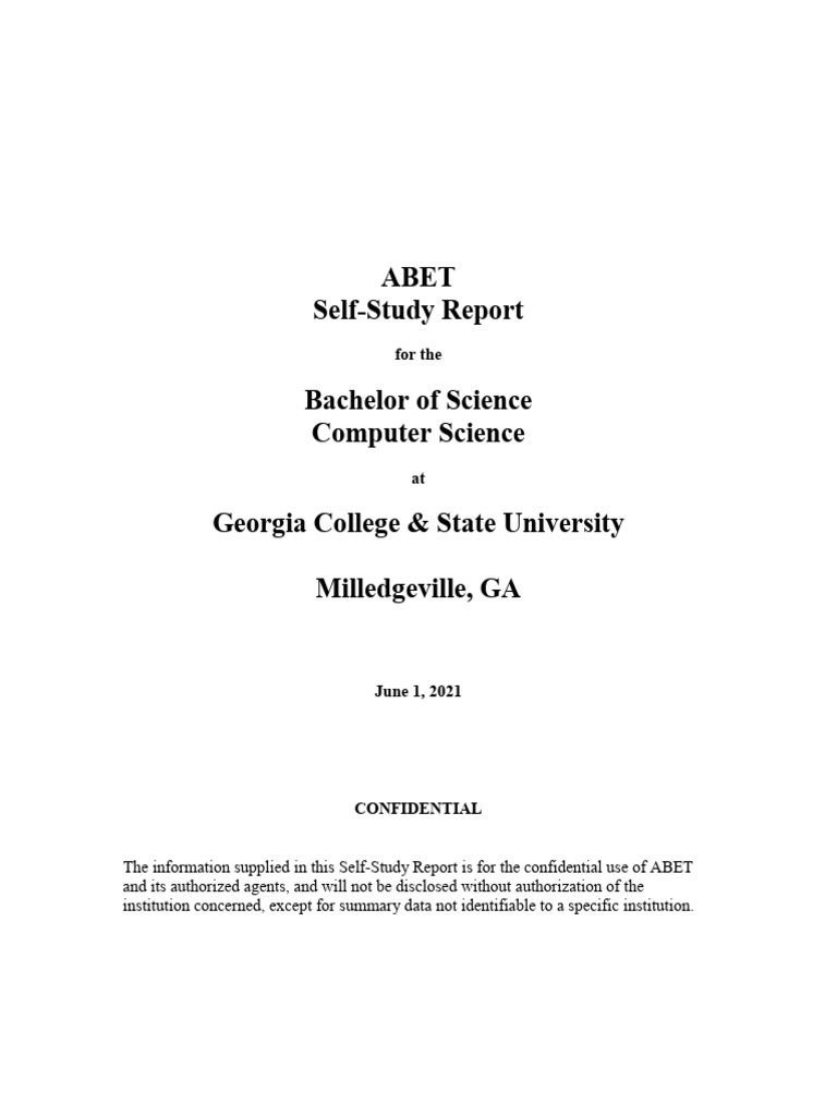 2021 Final - Georgia College BS CS Self Study | PDF | University And College Admission | Course ...