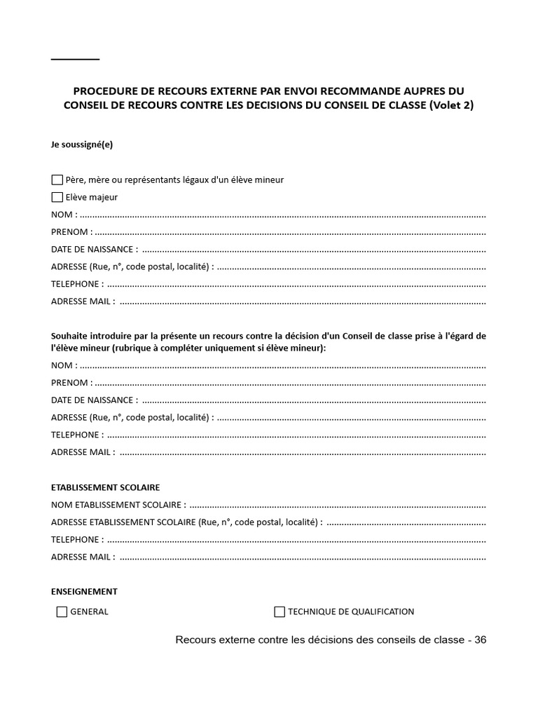 Recours externe contre décisions scolaires | PDF