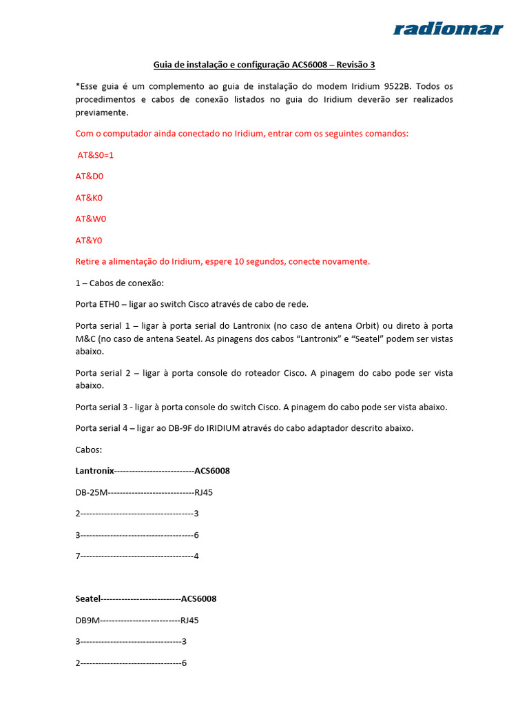 Guia de Configuração do ACS6008 | PDF | Comutador de rede | Transmissão ...