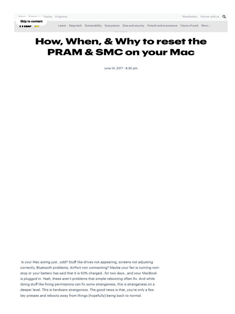 How, When and Why To Reset The PRAM & SMC On Your Mac | PDF | Computing ...