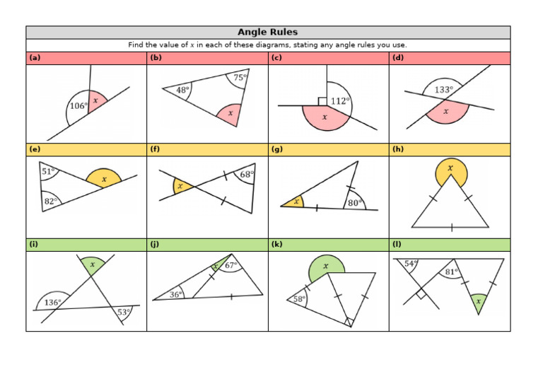 Angle Rules Practice Questions | PDF