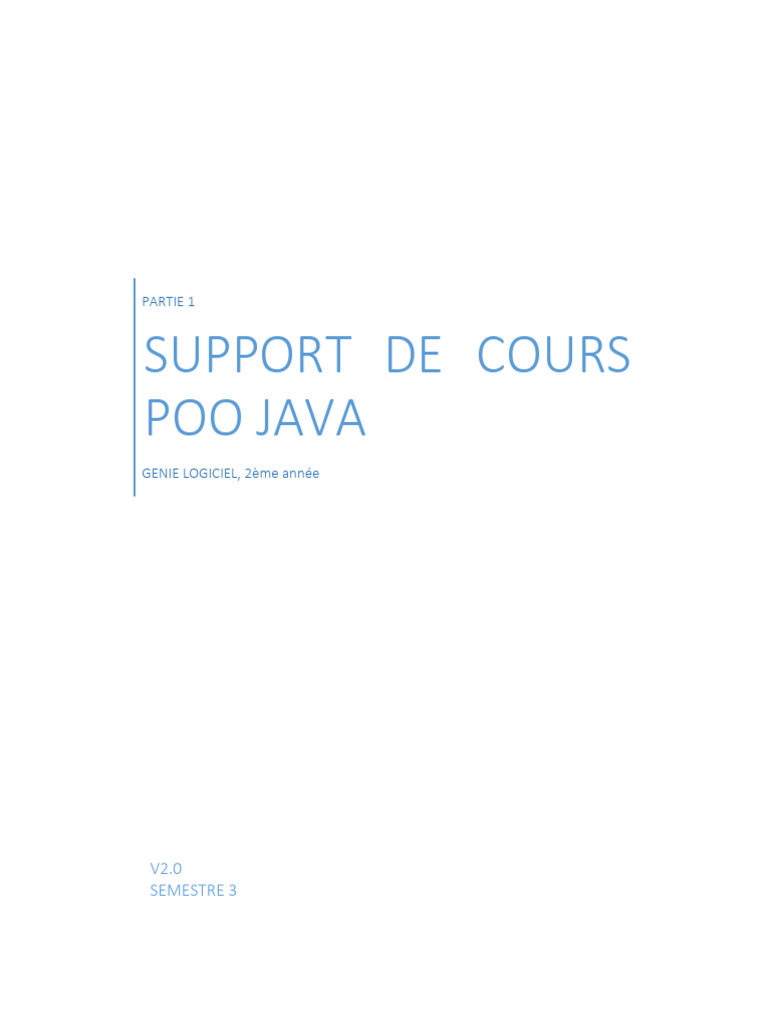 Cours_POO_2024-2025 - Partie1 | PDF | Java (Langage de programmation ...
