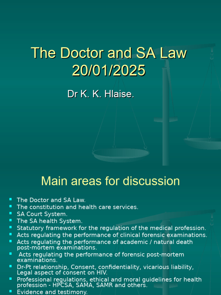 Doctor's Role in SA Law Explained | PDF | Magistrate | Informed Consent