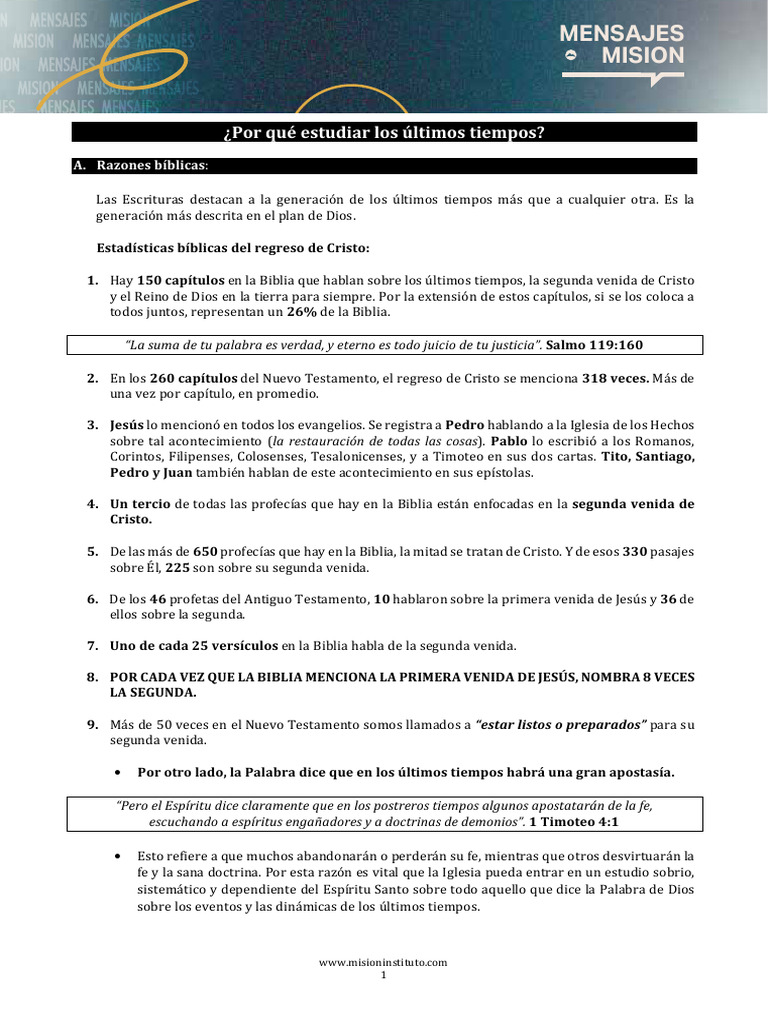 Por Esto Es Importante Que Estudiar Los Últimos Tiempos | PDF