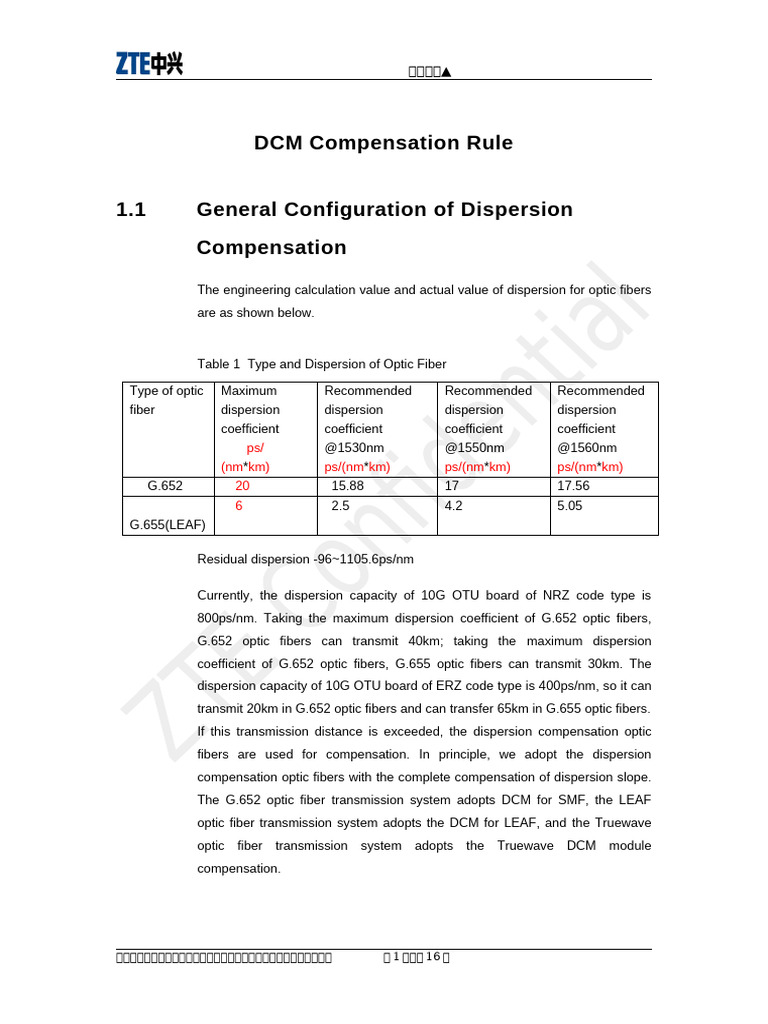 DCM Compensation Rule | PDF | Fiber Optic Communication | Dispersion ...