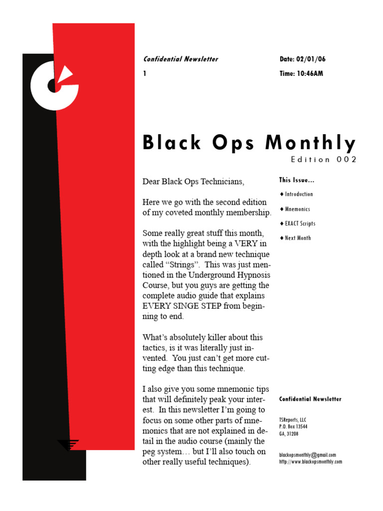 Black Ops Monthly: Mnemonics & Scripts | PDF