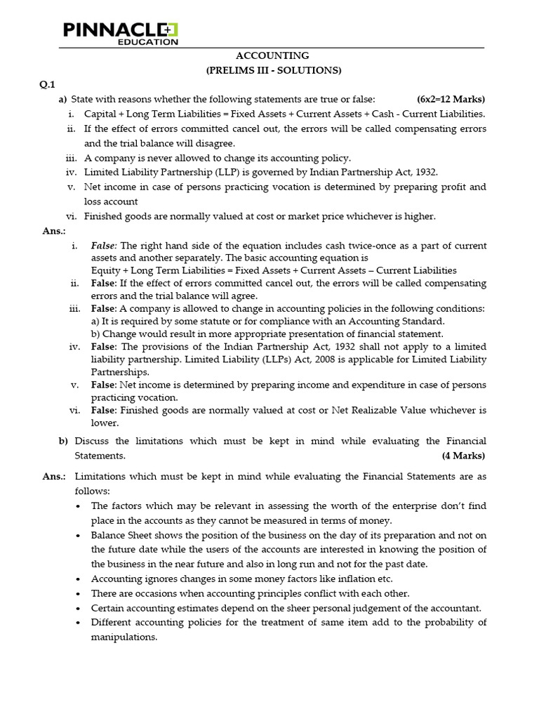 1717860784Accounts Prelims Paper - III - New - AP (4) | PDF | Expense | Banks