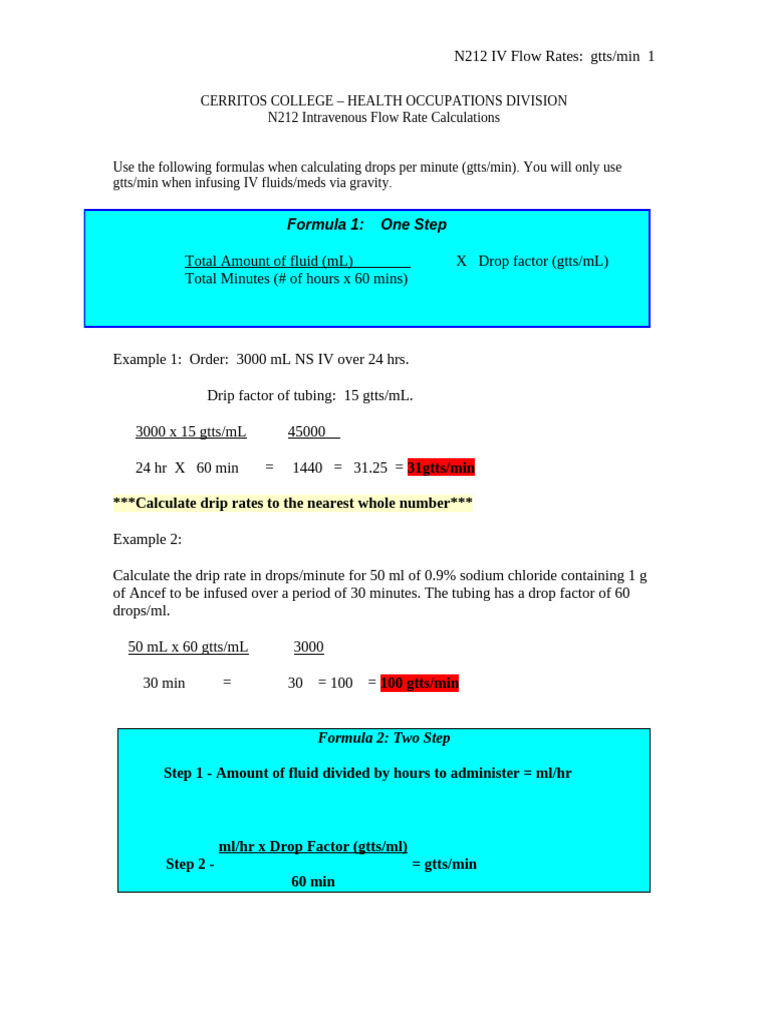IV_Flow_Rates_Gravity_gtt_per_min_2 | PDF | Intravenous Therapy ...