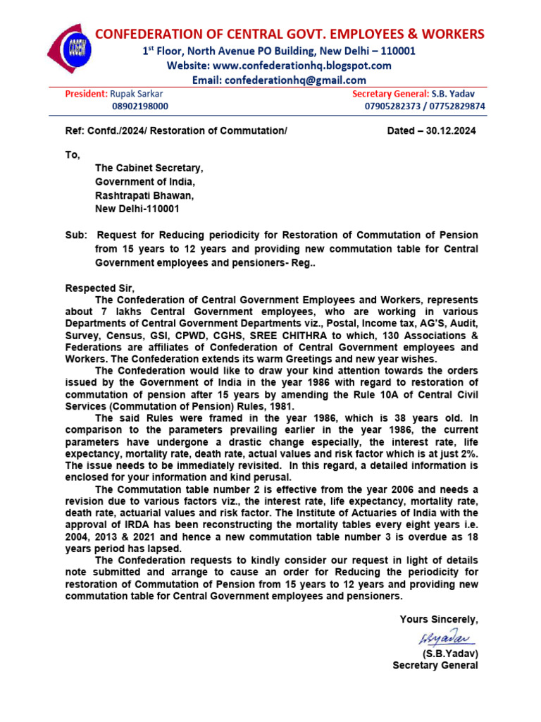 Req For The Restoration of Commutation of Pension 241231 181655 | PDF ...