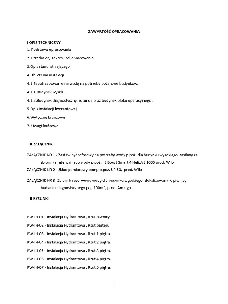 Proj .Wykonawczy Wew - Inst.hydrantowa | PDF