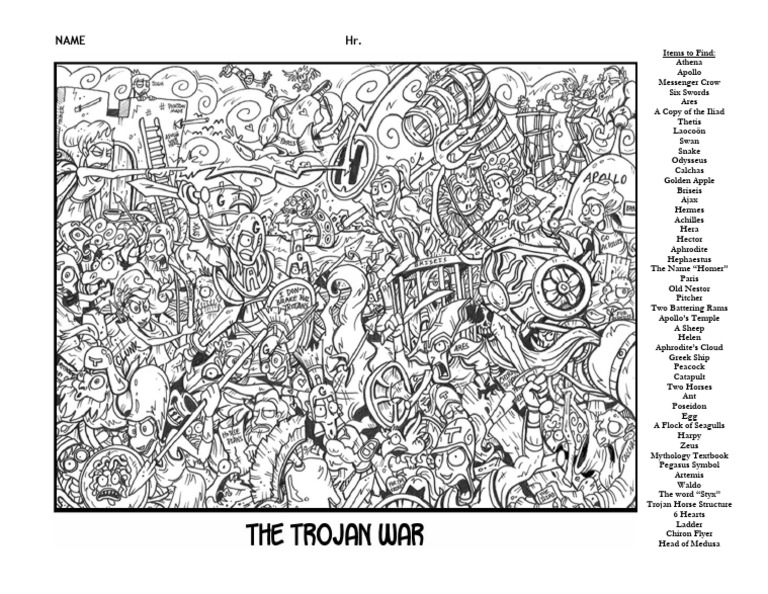 Eng hII Myth Iliad Trojan War Wheres Waldo Style Search | PDF | Iliad ...