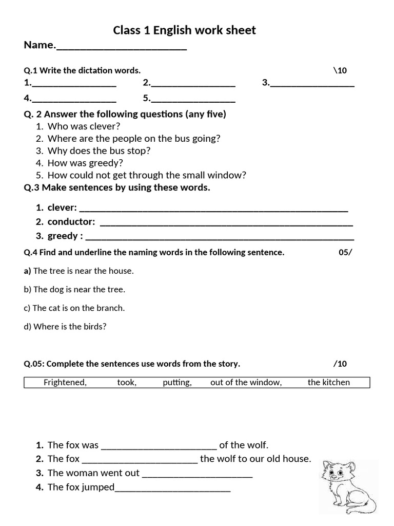 1 - Class - English Work Sheet | PDF | Linguistic Typology | Grammar