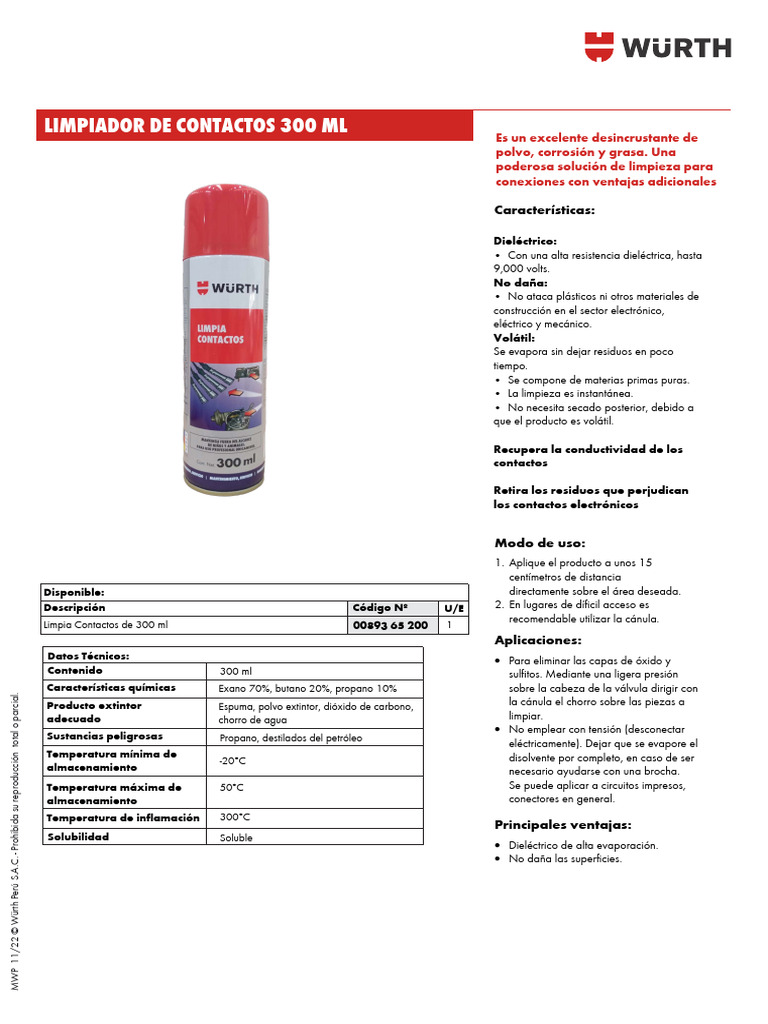 Limpia Contactos Electrónicos | PDF | Solubilidad | Solvente