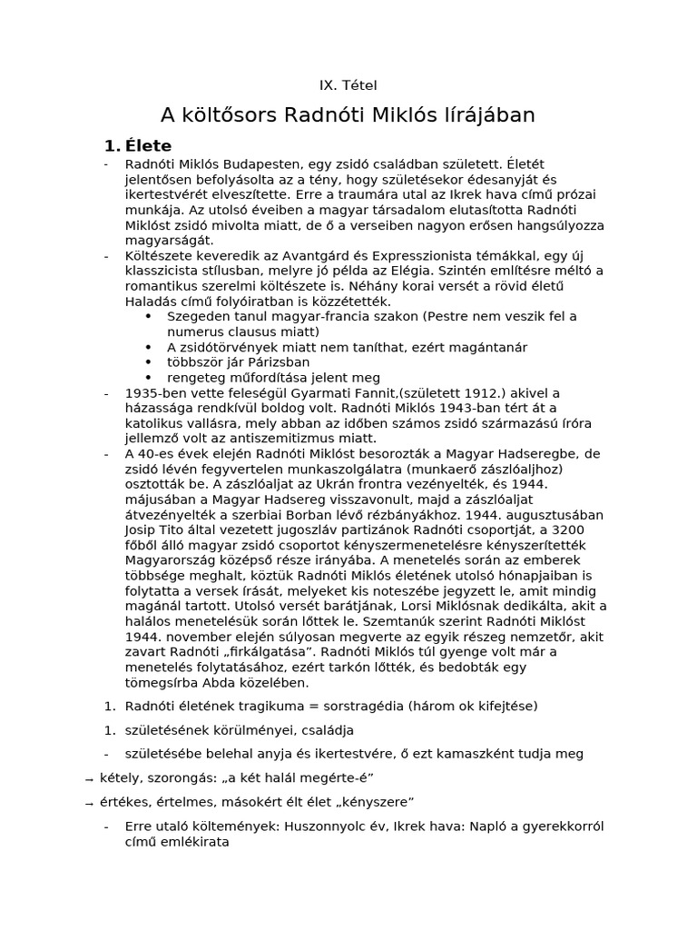 IX. Tétel | PDF