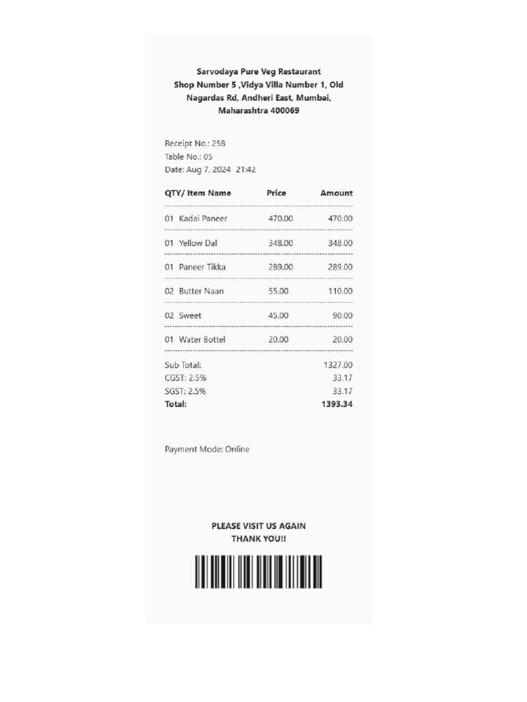 Food Invoice 07-08-2024 | PDF