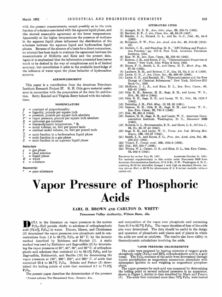 Vapor Pressure of Phosphoric Acids | PDF | Solubility | Boiling