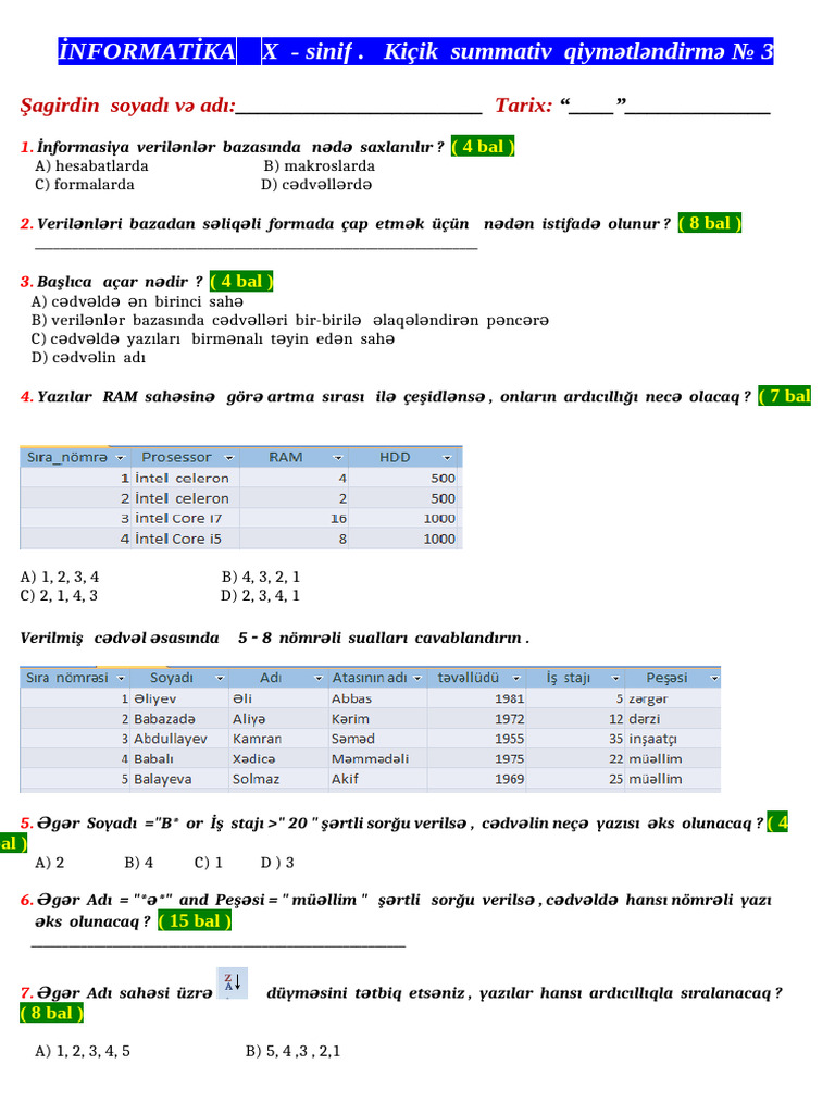 KSQ 3. Informatika 10 | PDF