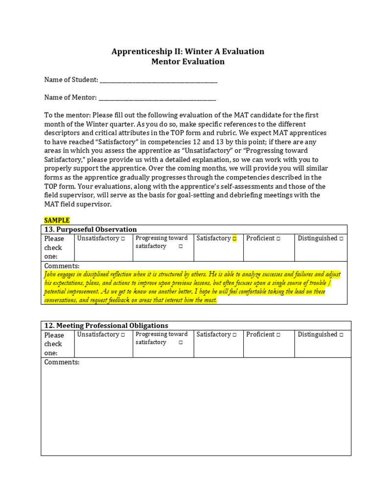 Apprenticeship Handbook 13-14 part 03 Evaluation | PDF | Apprenticeship ...