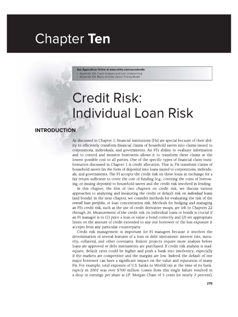 Ch10 - Credit Risk Individual Loan Risk | PDF