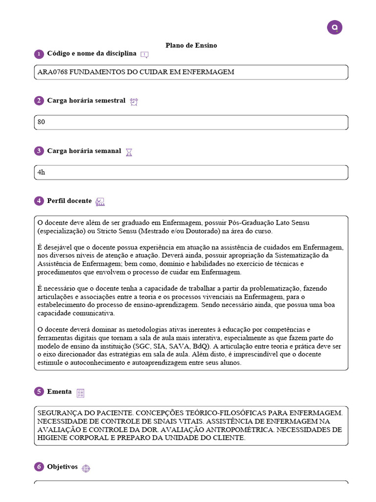 Fundamentos do Cuidar em Enfermagem | PDF | Enfermagem | Aprendizado