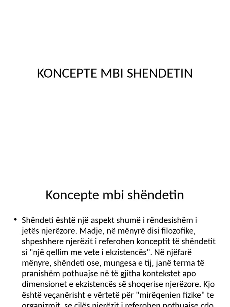 Leks 1, Koncepte Mbi Shendetin | PDF