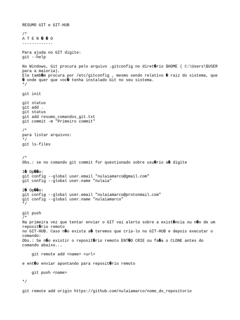 Resumo Comandos Git | PDF | Software gratuito | Informática