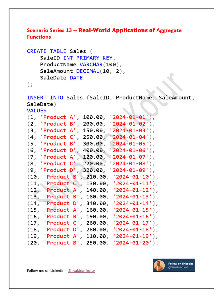 Master Aggregate functions | PDF | Arithmetic | Mathematics