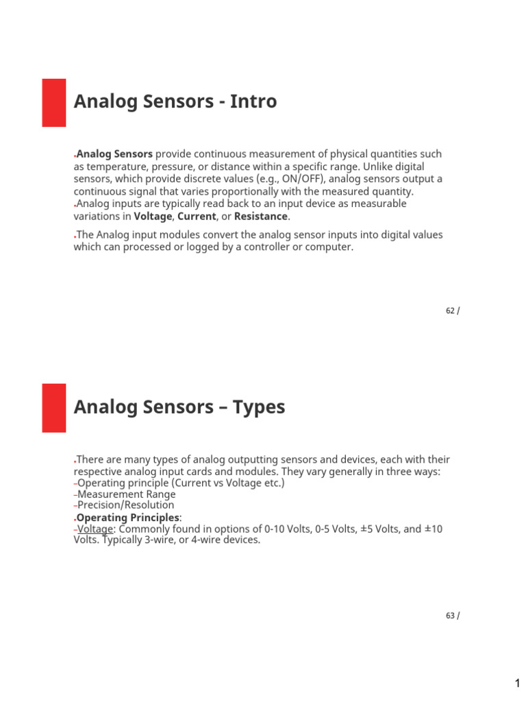 Analog Sensors Handout | PDF | Sensor | Analog To Digital Converter Analog Sensors Handout | PDF | Sensor | Analog To Digital Converter