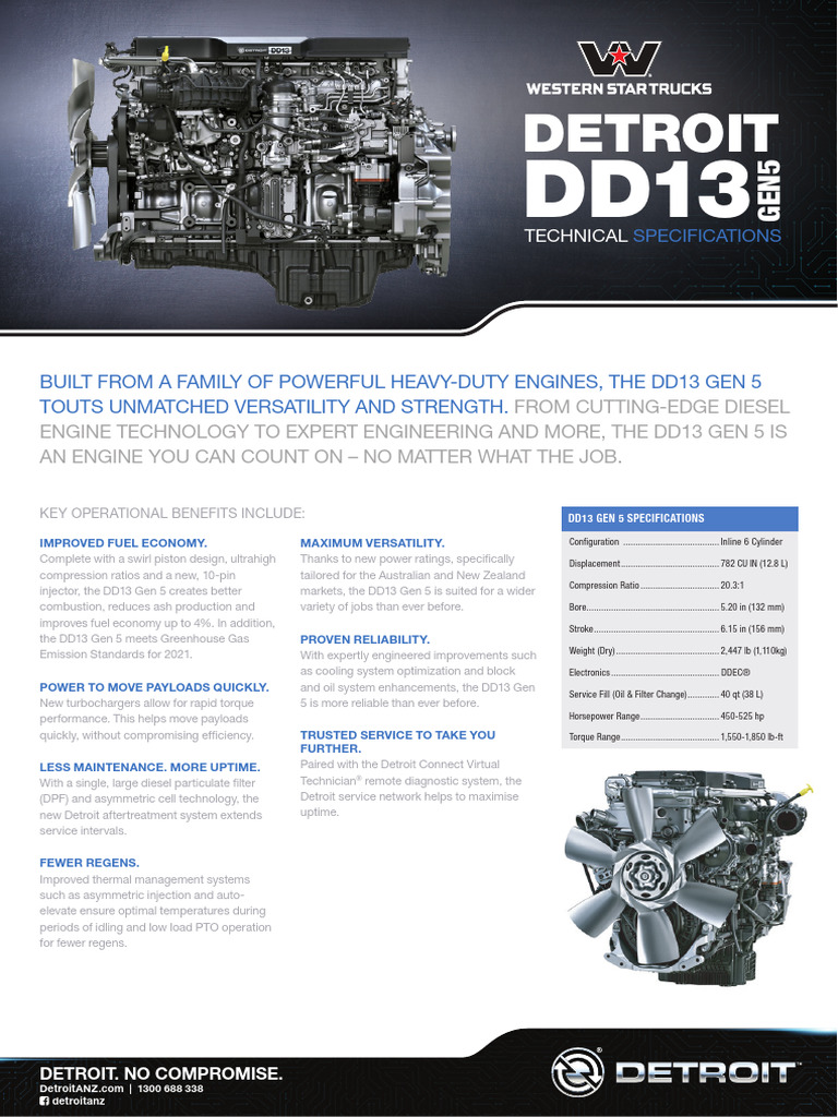 DD13-Gen-5-Spec-Sheet-Western-Star | PDF | Diesel Engine | Mechanical Engineering