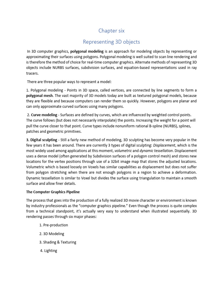 Chapter Six | PDF | 3 D Computer Graphics | 3 D Modeling