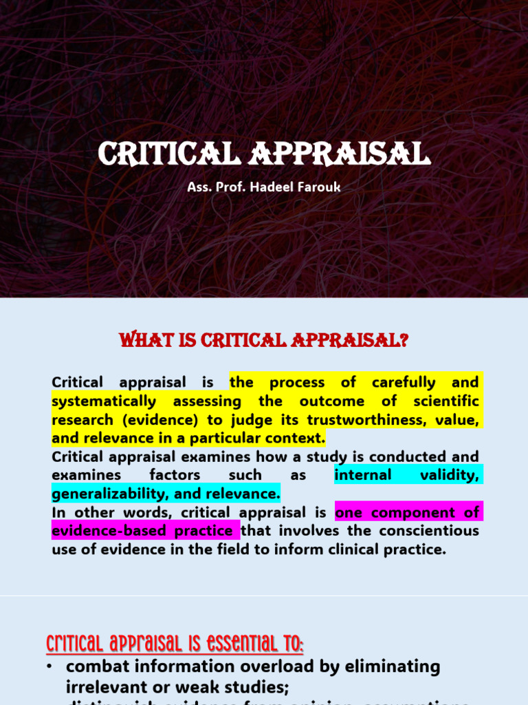 Critical Appraisal | PDF | Randomized Controlled Trial | Statistics