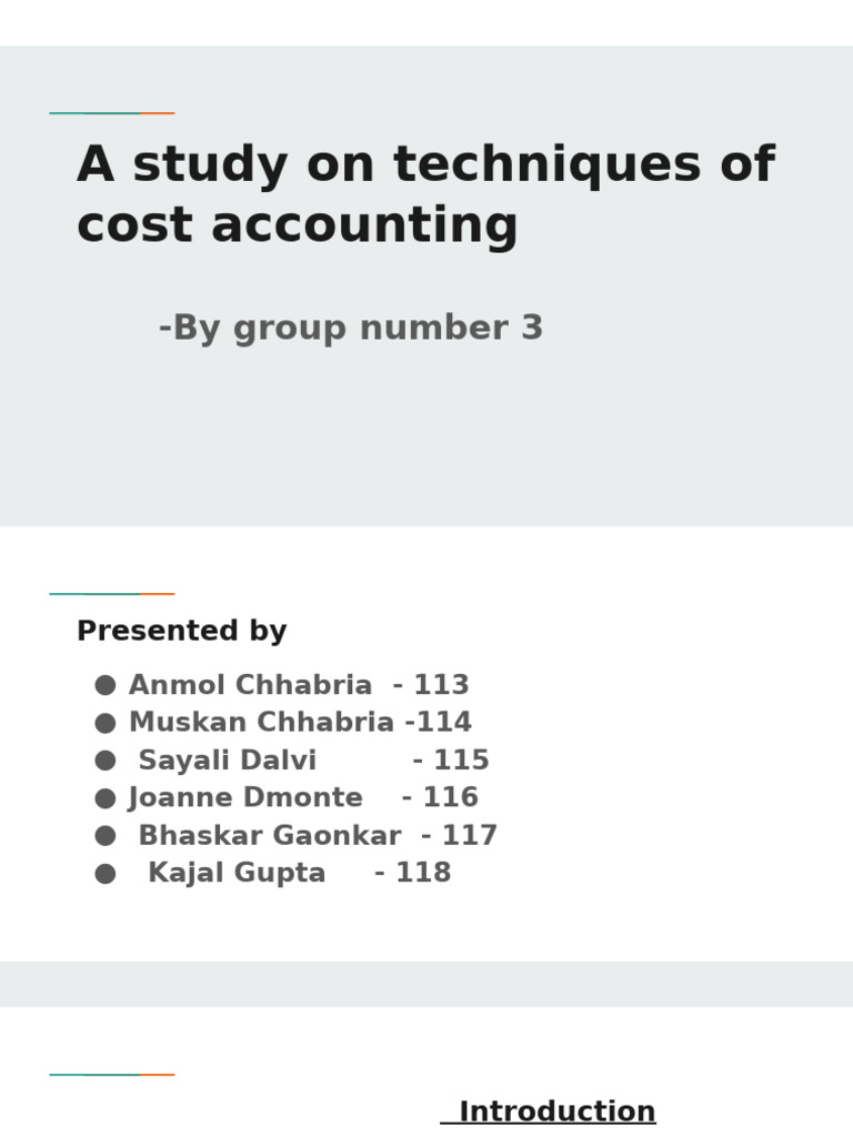 A Study On Techniques of Cost Accounting | PDF | Cost Accounting ...