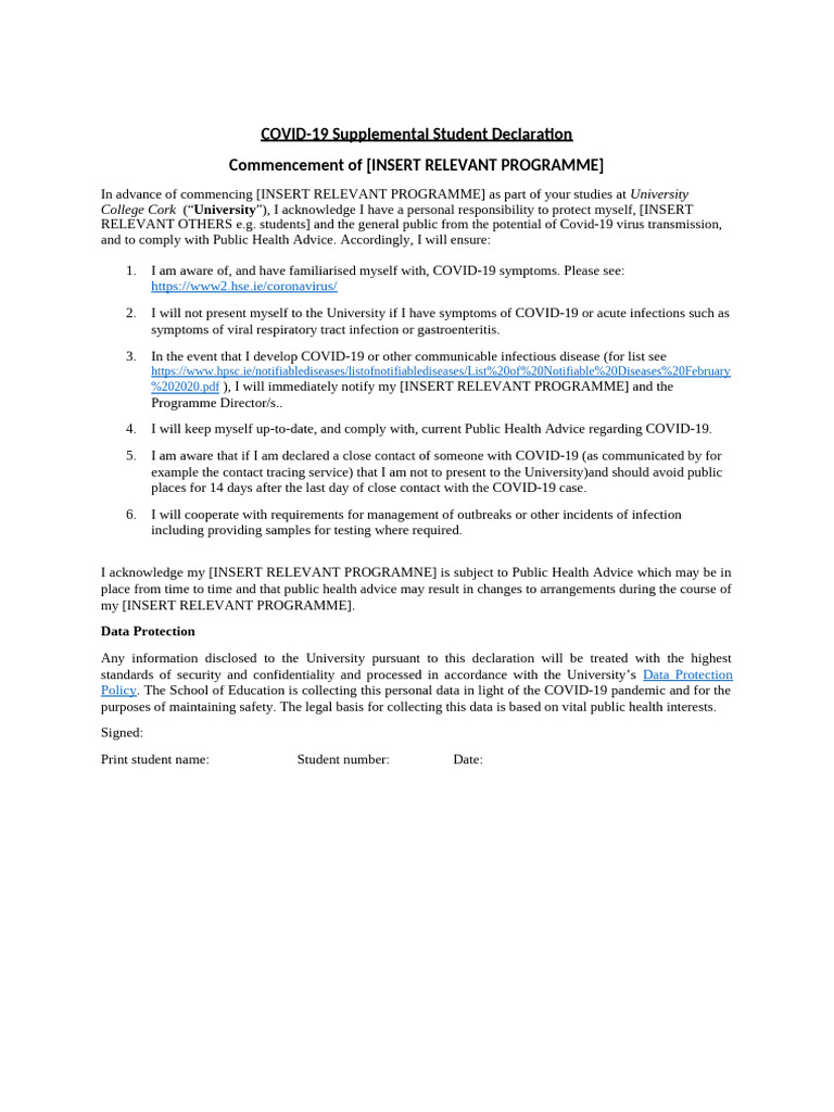 COVID 19+self Declaration+Form | PDF | Infection | Health Sciences