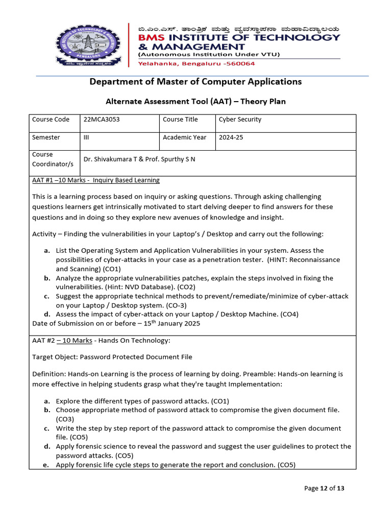 AAT-Cyber Security | PDF | Password | Vulnerability (Computing)
