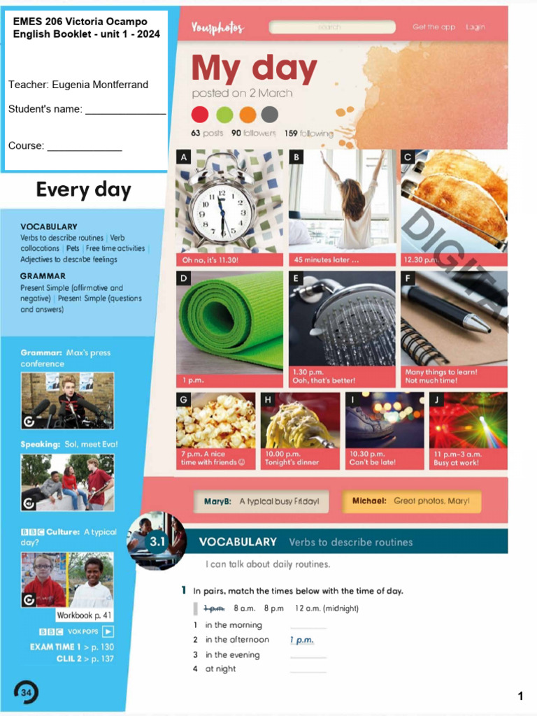 2024 - English Booklet Unit 1 2A | PDF