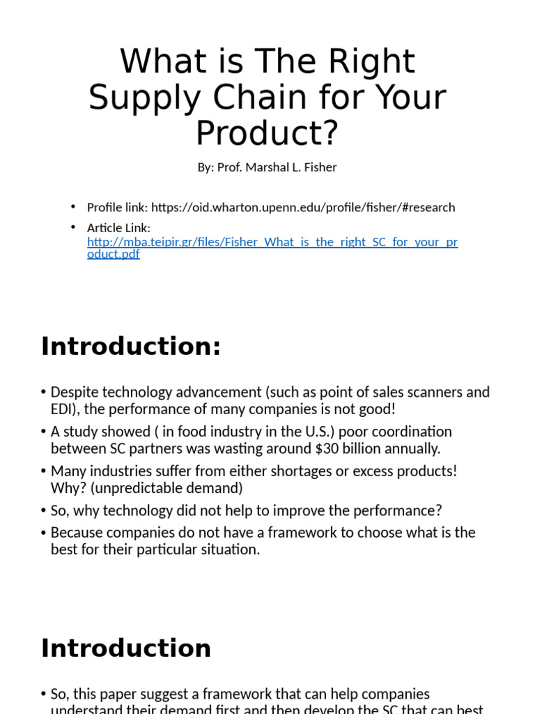 What Is The Right Supply Chain For Your Products | PDF | Demand ...