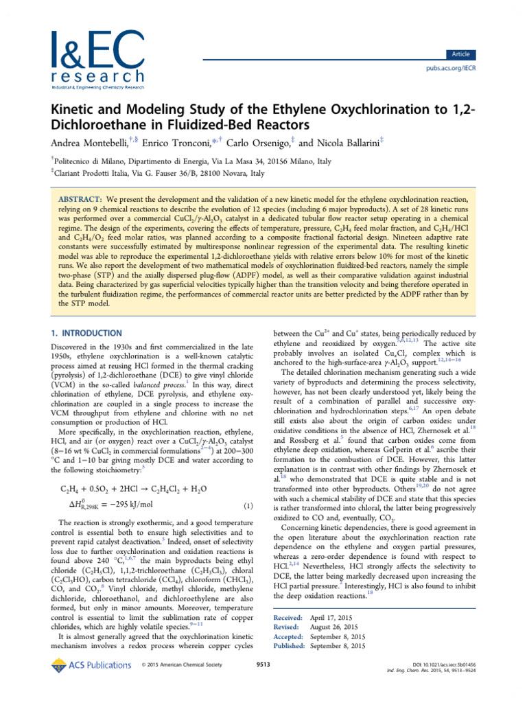 Kinetic and Modeling Study of The Ethylene Oxychlorination | PDF ...