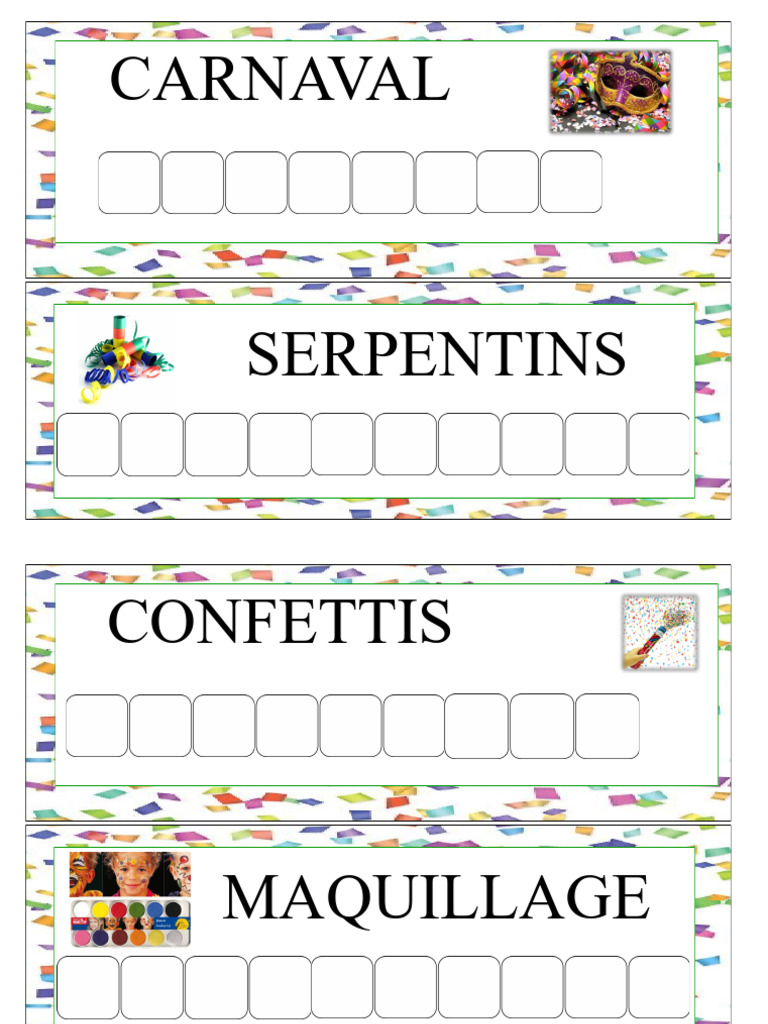 Ob d99f07 Carnaval Mots A Recomposer 1 | PDF